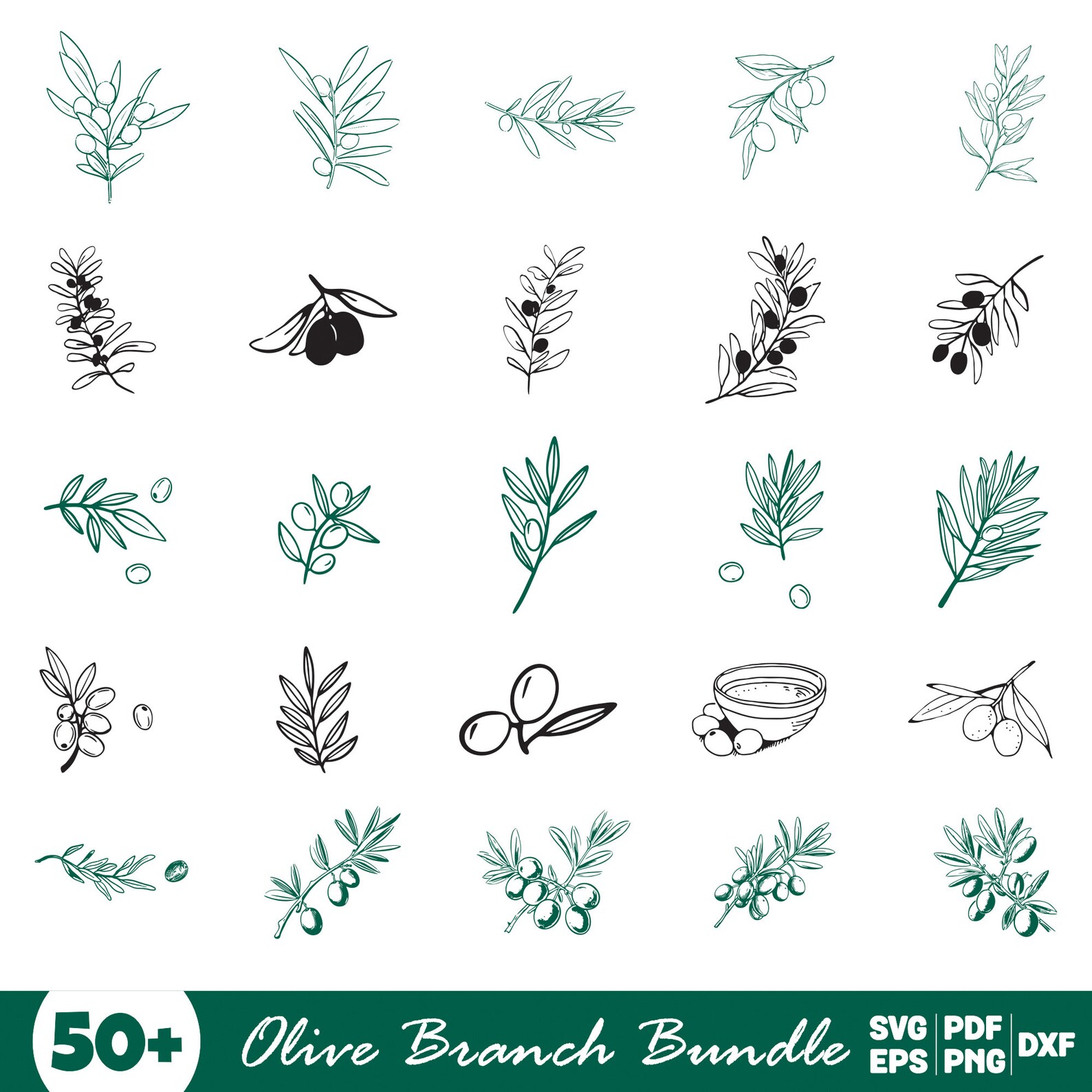 Olive Branch Svg Bundle, Olive Branch Clipart for Cricut, Olive Leaf ...