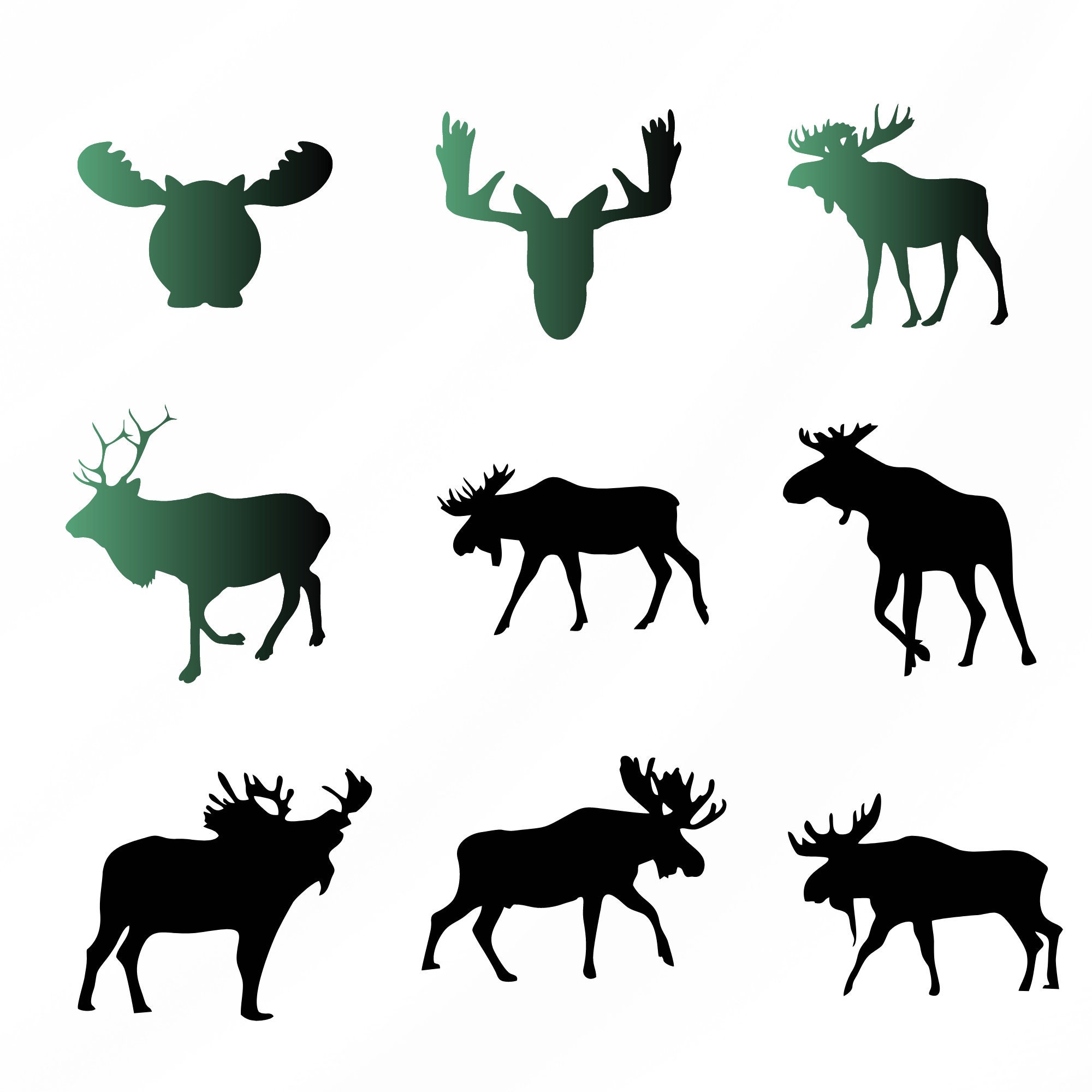 Moose Svg Bundle, Moose Head Clipart for Cricut, Forest Animal ...