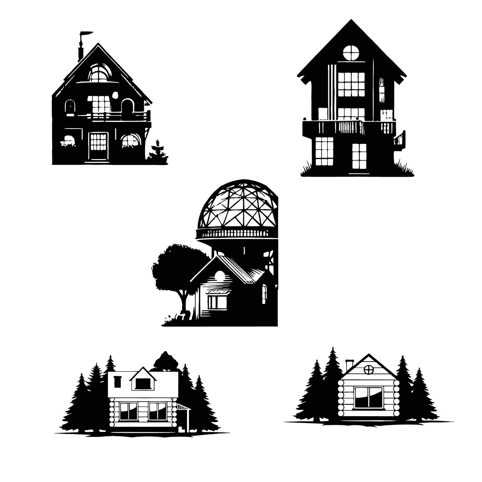 Log Cabin Svg Bundle, Wooden Cabin Clipart for Cricut, Cabin Silhouette ...