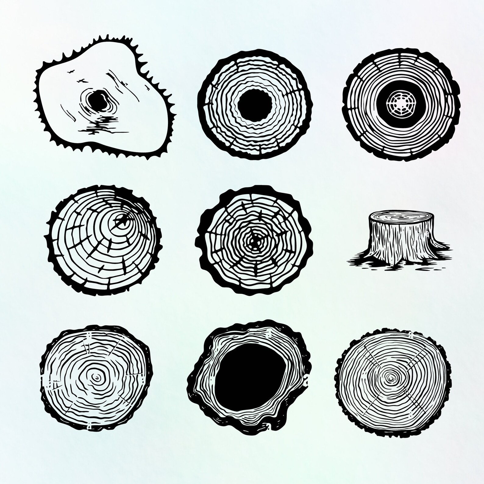 Wood Slice Svg Bundle, Wood Slice Clipart for Cricut, Lumber Cut Files ...