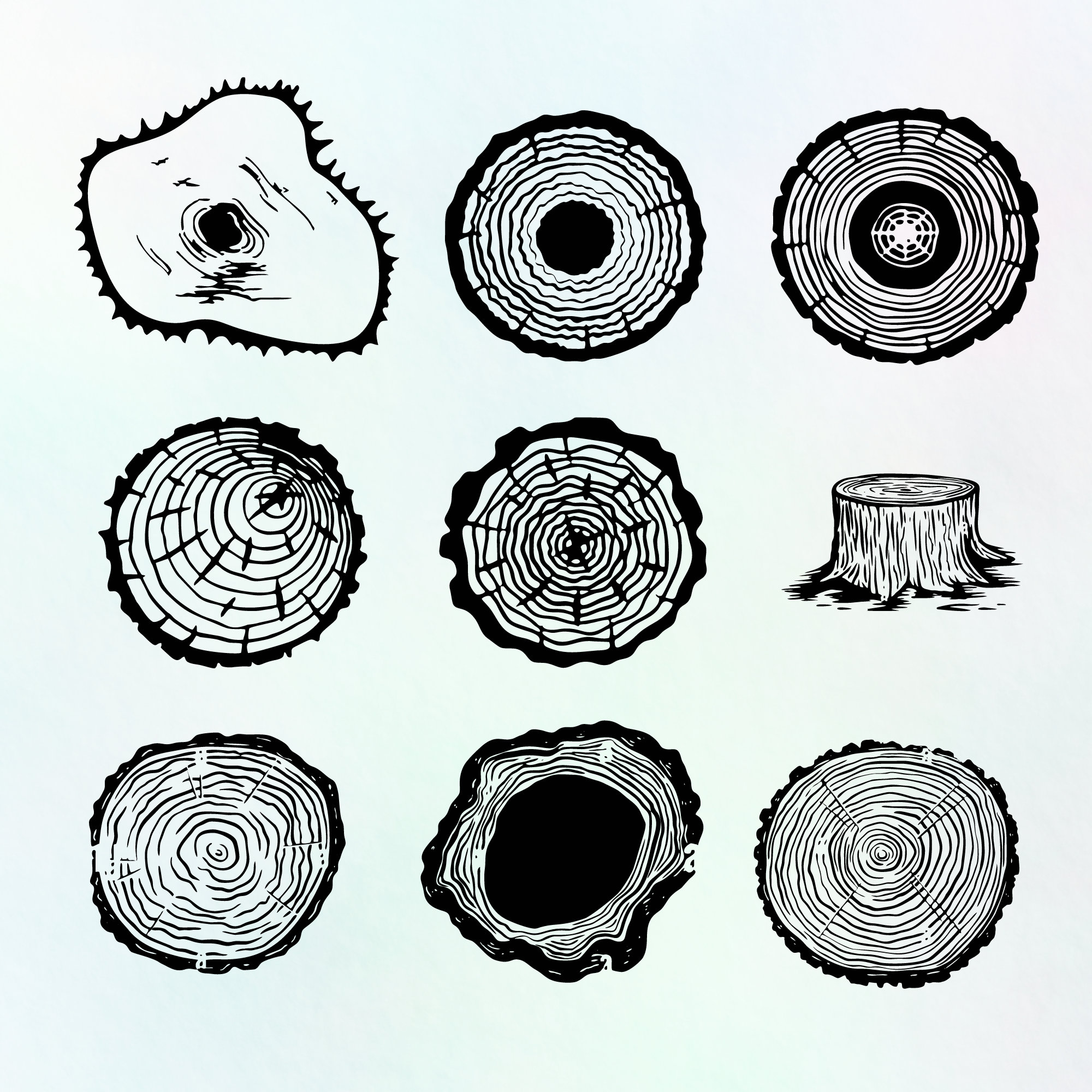 Wood Slice Svg Bundle, Wood Slice Clipart for Cricut, Lumber Cut Files ...