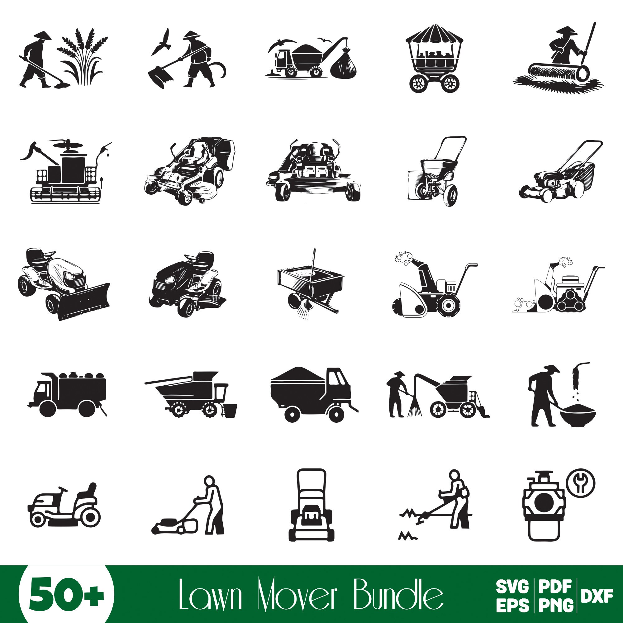 Lawn Mower Svg Bundle, Lawn Mower Clipart for Cricut, Grass Cutting ...