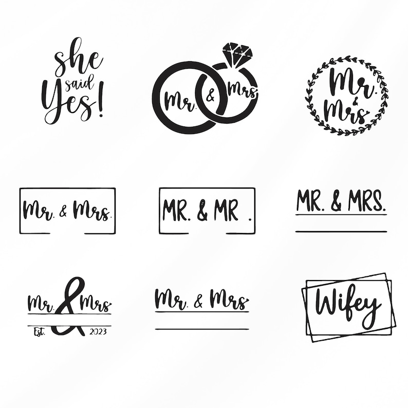 Mr and Mrs Svg Bundle, Mr and Mrs Clipart for Cricut, Wedding ...