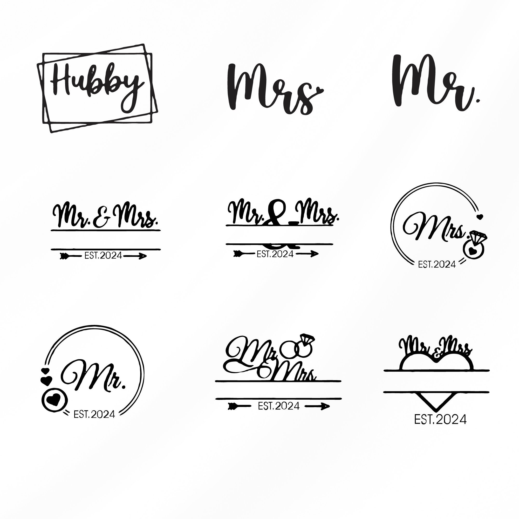 Mr and Mrs Svg Bundle, Mr and Mrs Clipart for Cricut, Wedding ...