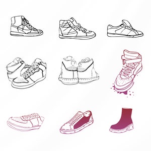 Shoes Svg Bundle, Sneaker Clipart for Cricut, Runnig Shoes Silhouette ...