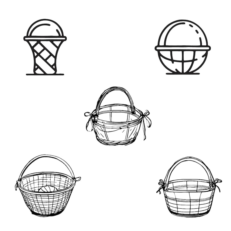 Basket Svg Bundle, Basket Clipart for Cricut, Basket Silhouette, Wicker ...
