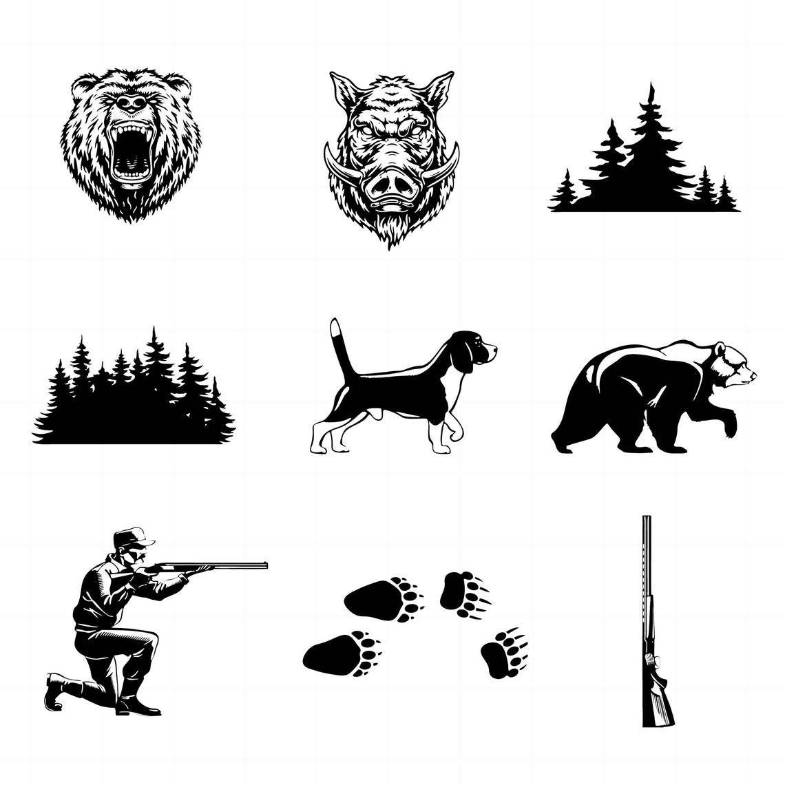 Hunting Svg Bundle, Hunter Clipart for Cricut, Hunting Silhouette, Deer ...