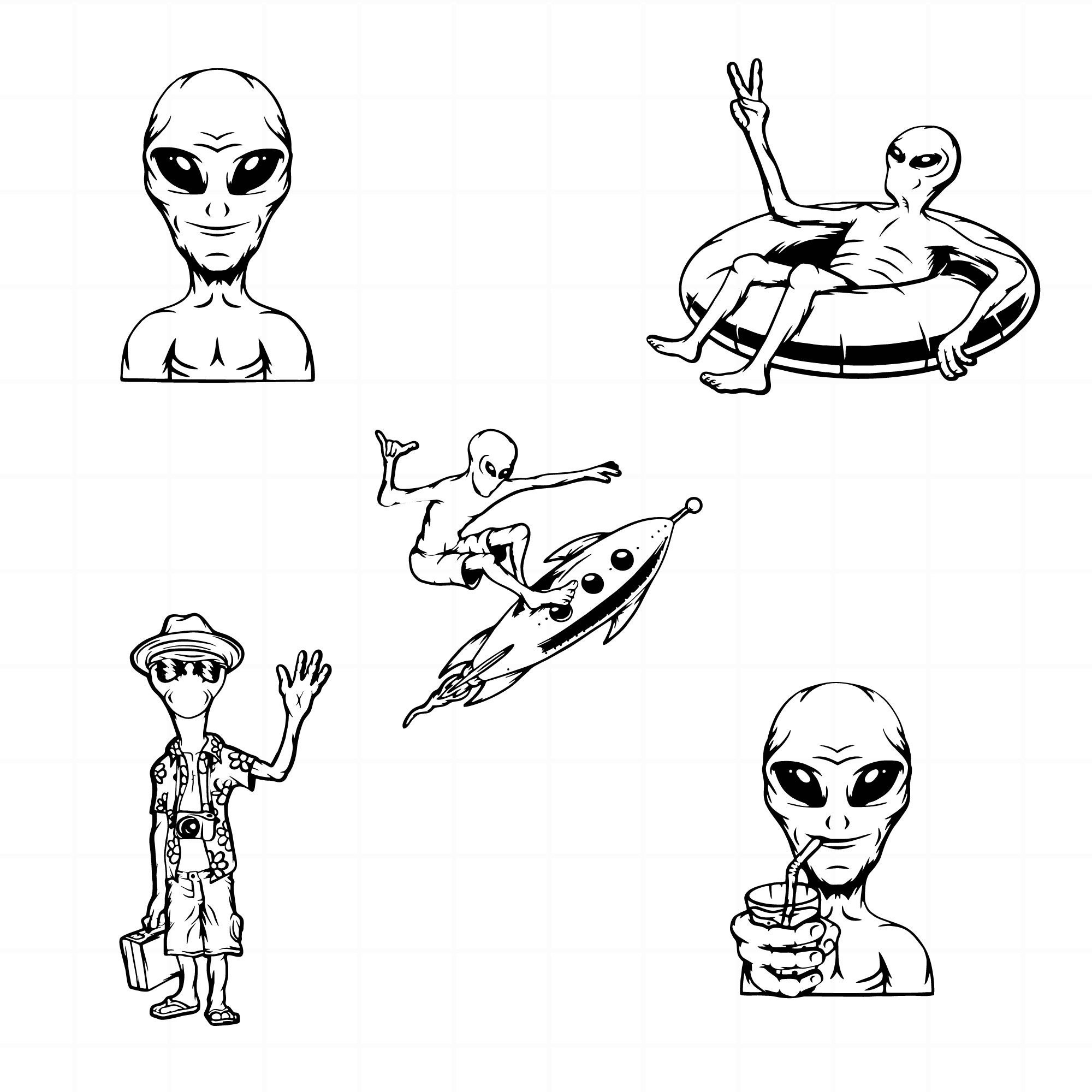 Alien Svg Bundle, Alien Clipart for Cricut, Alien Ship Silhouette ...
