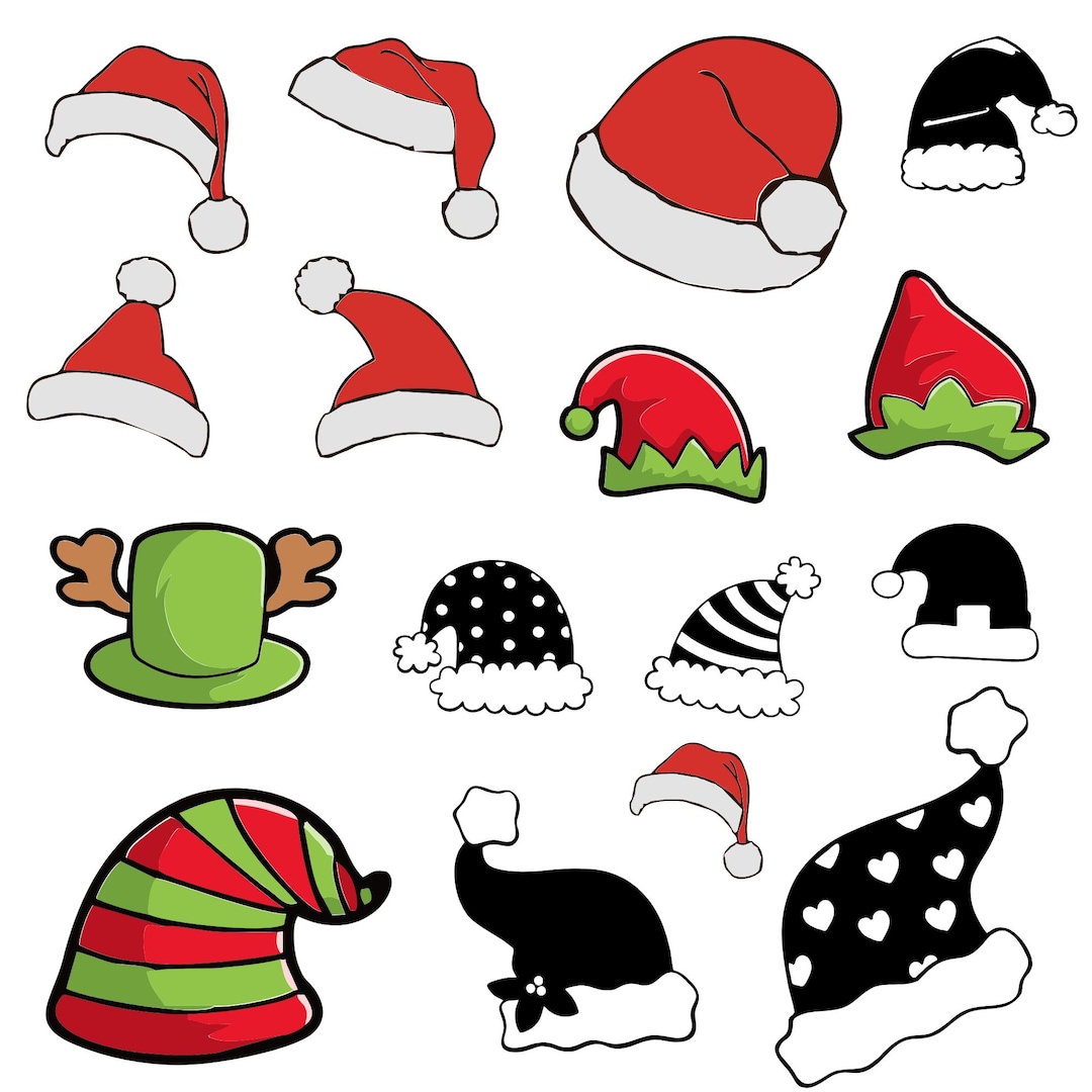 Santa Hat Svg Bundle, Christmas Santa Hats Clipart, Santa Hats Vector ...