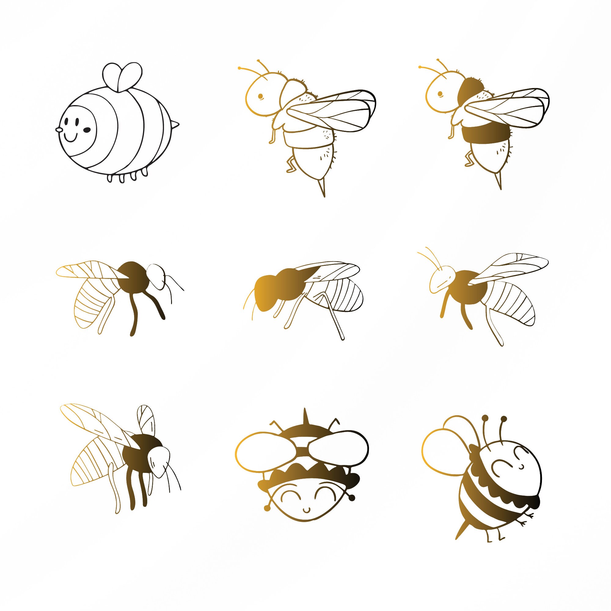 Bee Svg Bundle, Honey Bee Clipart for Cricut, Honeycomb Silhouette, Bee ...