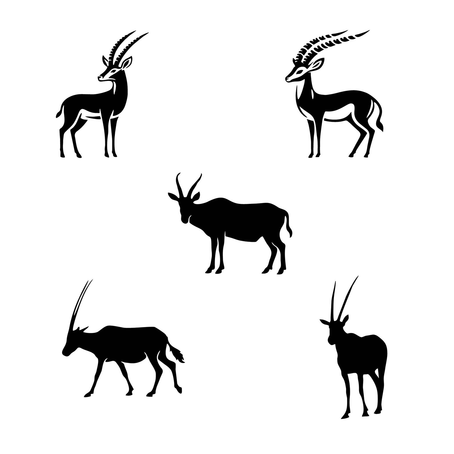 Oryx Svg Bundle, Oryx Clipart for Cricut, Animal Silhouette, Oryx ...