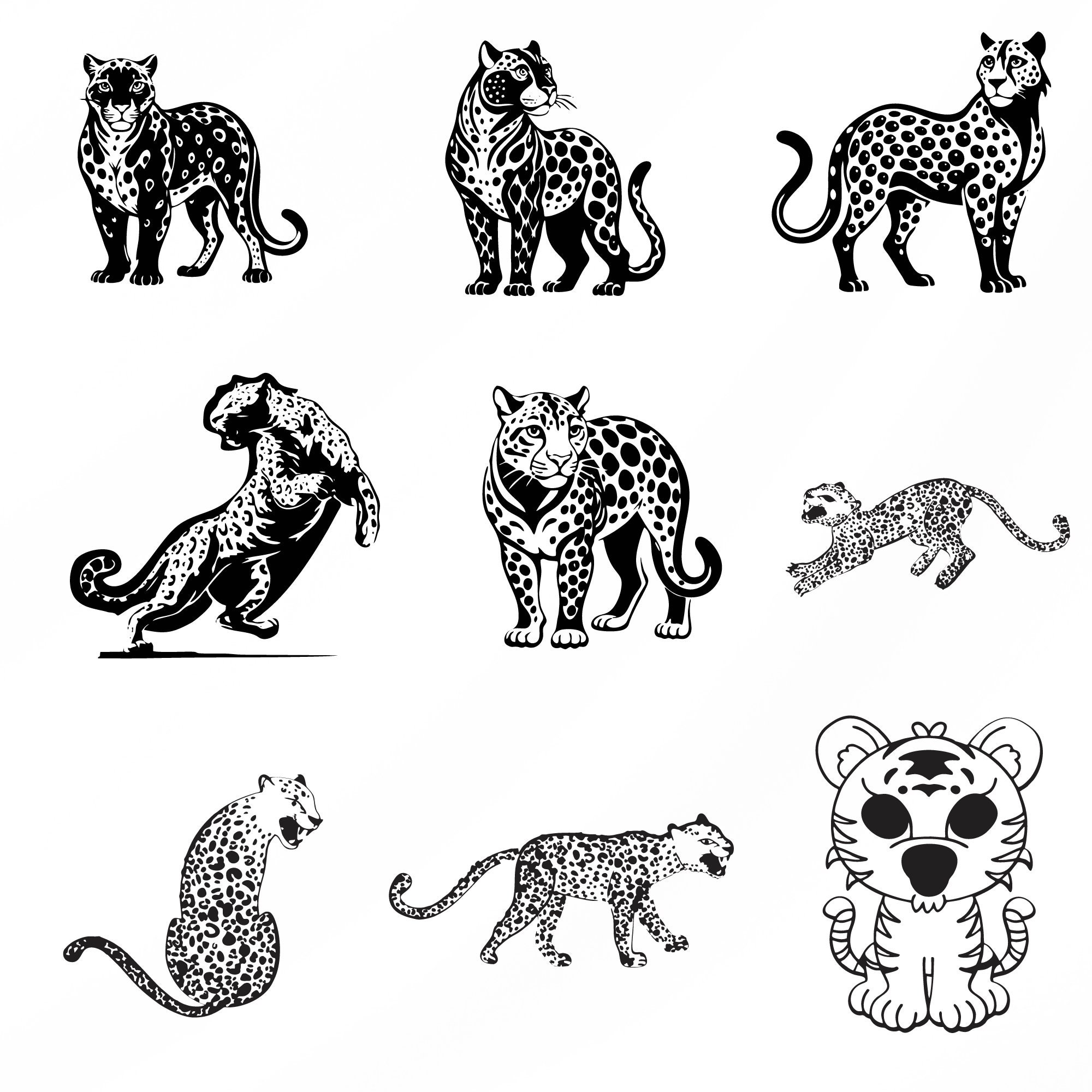 Jaguar Svg Bundle, Jaguar Clipart for Cricut, Wild Animal Vector ...