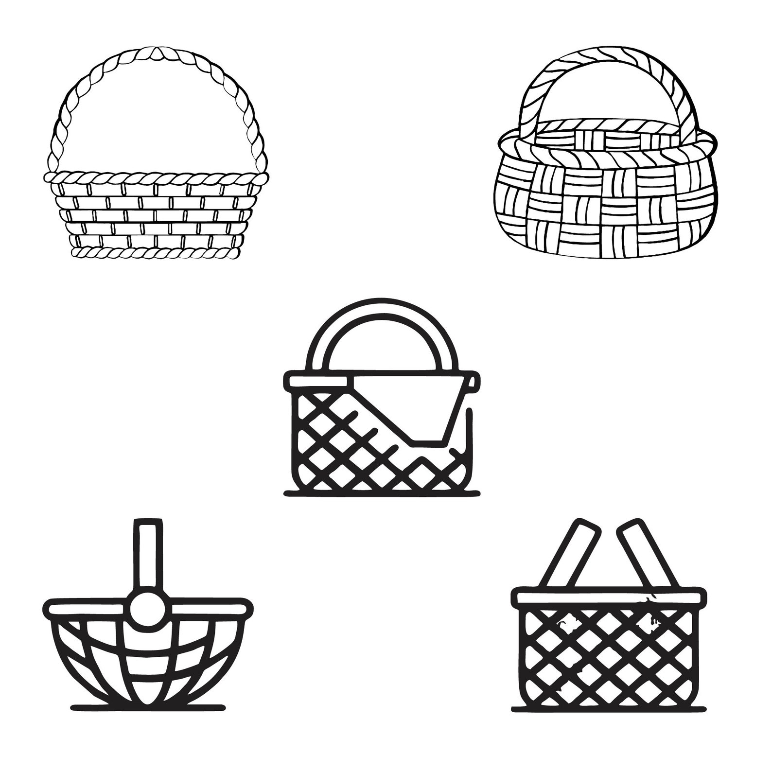 Basket Svg Bundle, Basket Clipart for Cricut, Basket Silhouette, Wicker ...