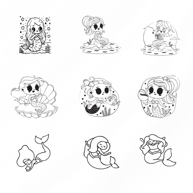 Mermaid Svg Bundle, Mermaid Clipart for Cricut, Cute Mermaid Vector ...