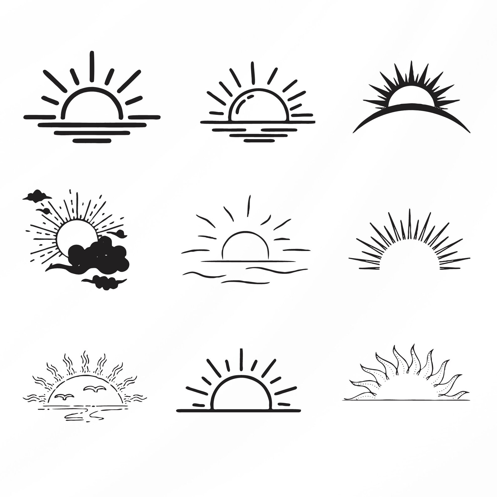 Sun Rise Svg Bundle, Sun Rise Clipart for Cricut, Sunrise Vector, Sun ...