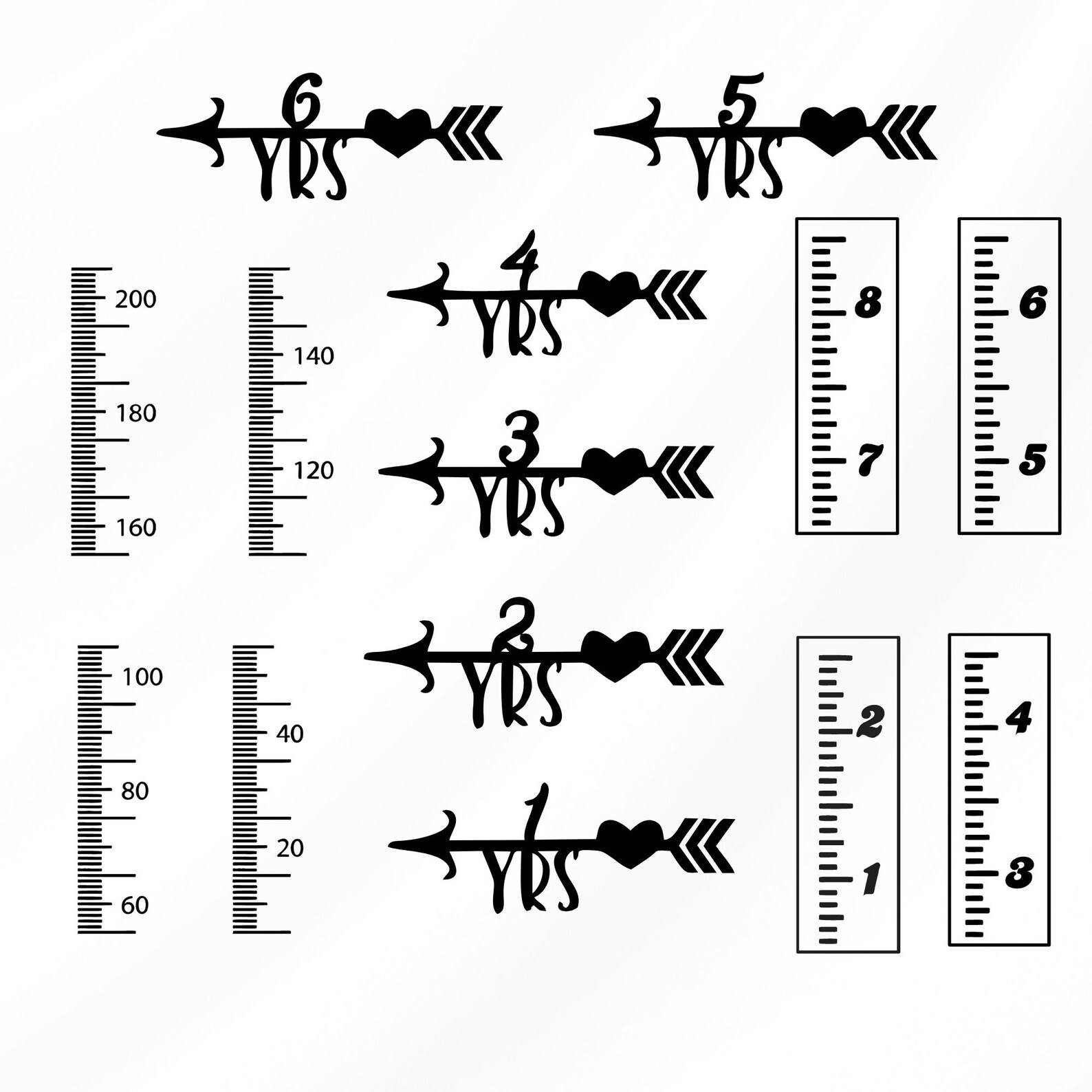 Growth Chart Bundle, Growth Ruler Clipart for Cricut, Growth Chart ...