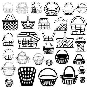 Basket Svg Bundle, Basket Clipart for Cricut, Basket Silhouette, Wicker ...
