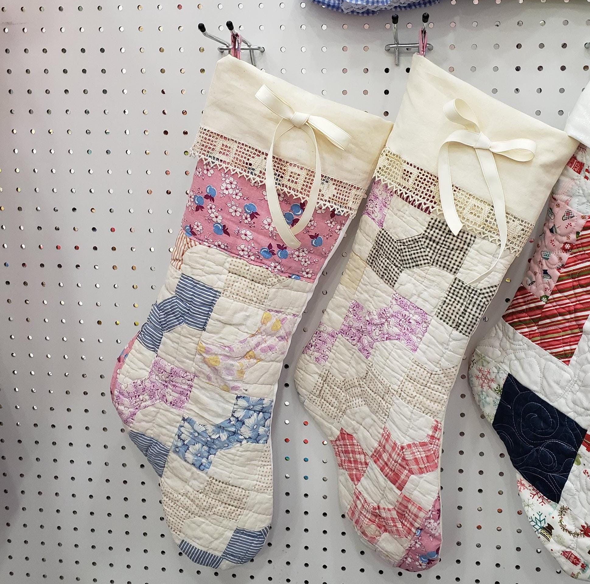 Quilted Stockings; Vintage Stockings, Christmas Stockings - Etsy