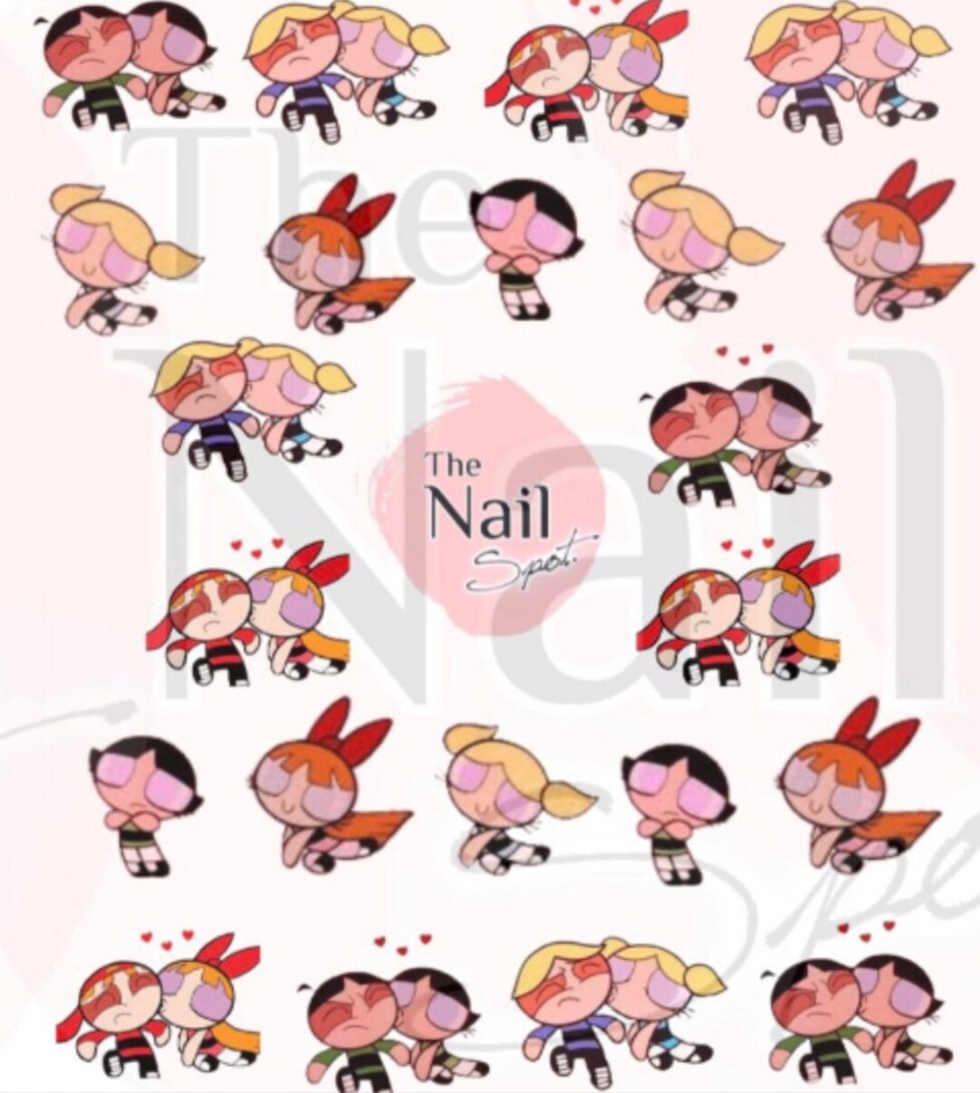 Powerpuff Girls Nail Art | Nail Waterslide Decals | Cartoon Nail Art - Etsy