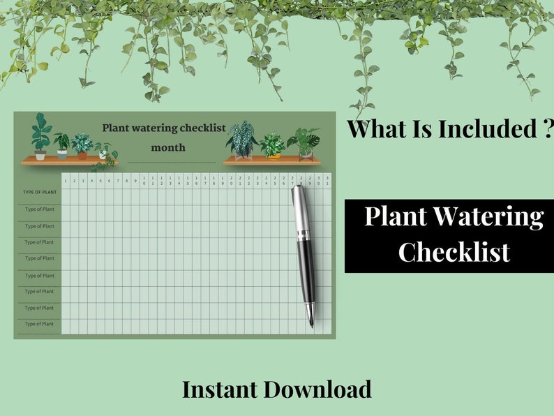 Plant Care Checklist, Plant Watering Checklist Fertilizer Tracker ...