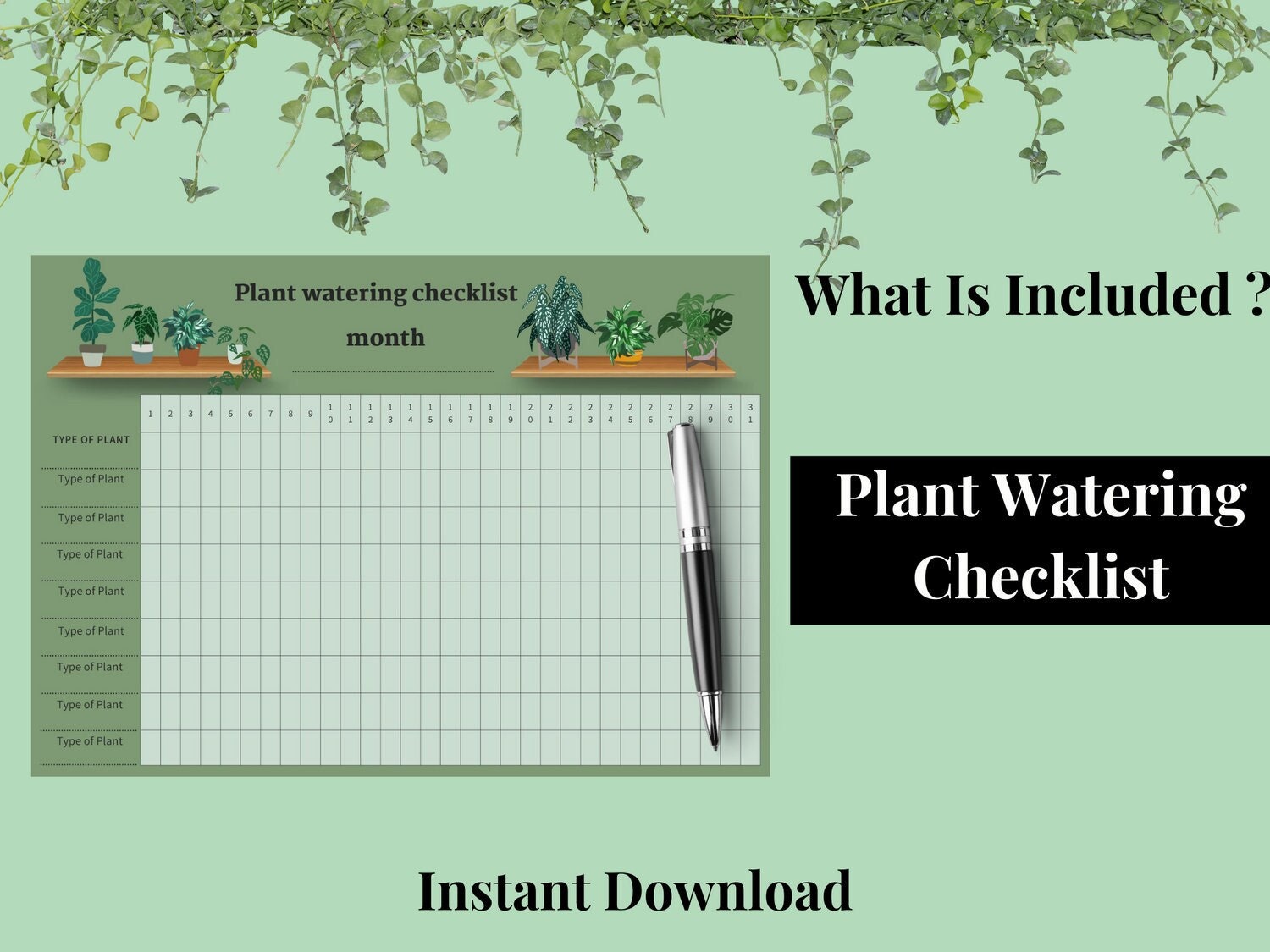 Plant Care Checklist, Plant Watering Checklist Fertilizer Tracker ...