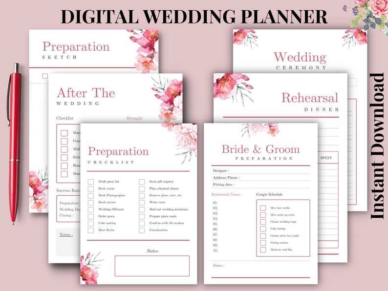 Wedding Planning Checklist, Printable Wedding Ceremony, Rehearsal ...