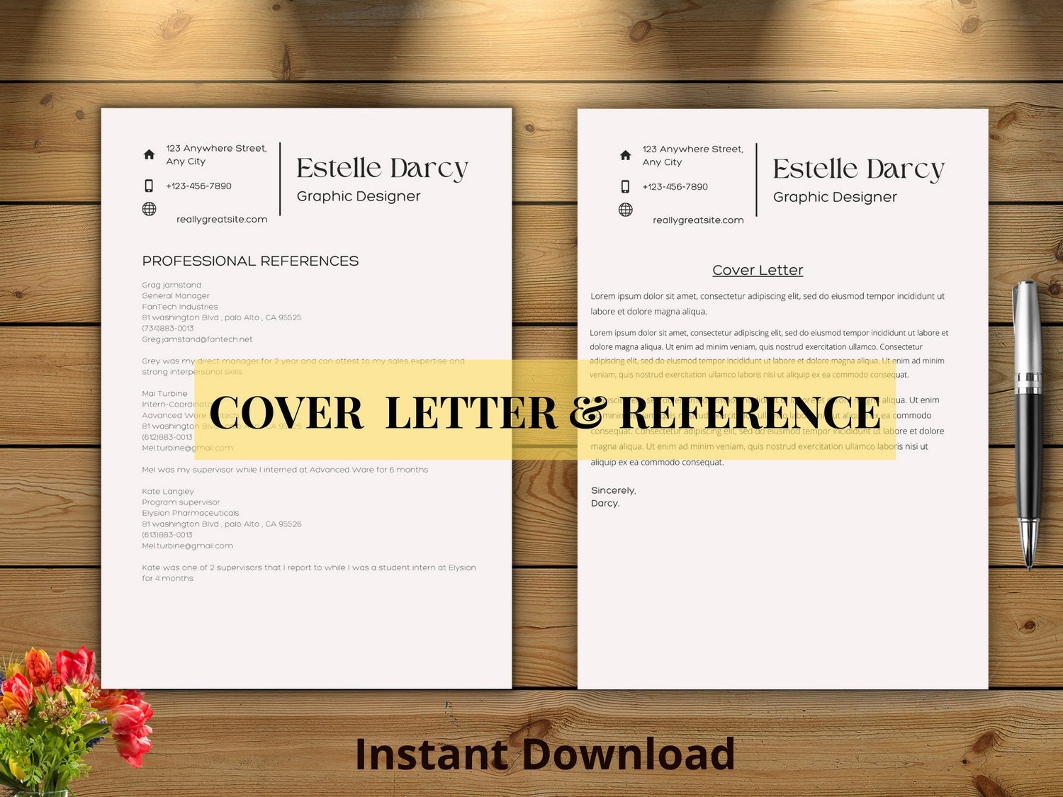 3 Page Modern Resume Template | Cv Template + Cover Letter References ...