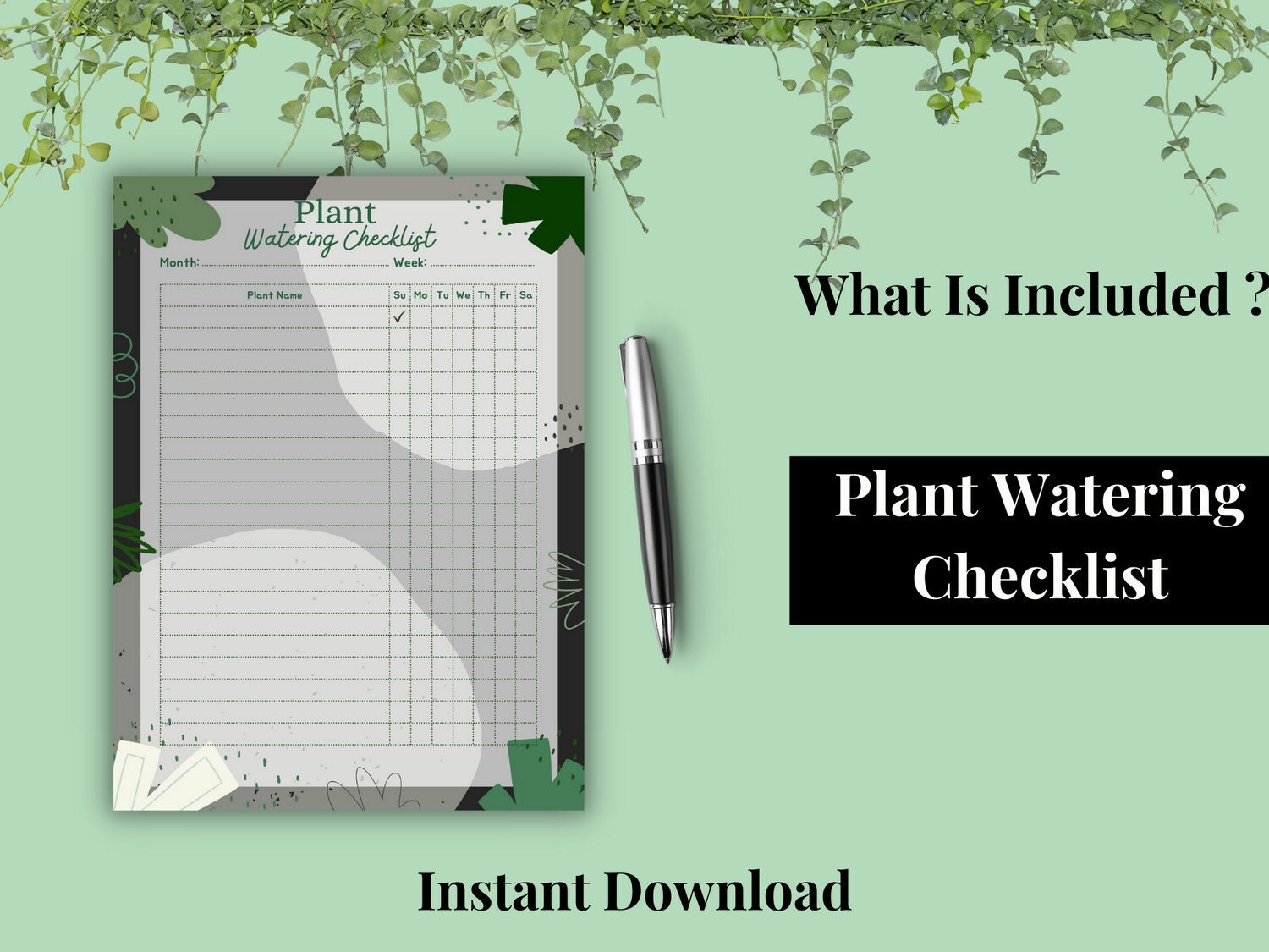 Plant Watering Checklist Fertilizer Tracker, Plant Care Schedule ...