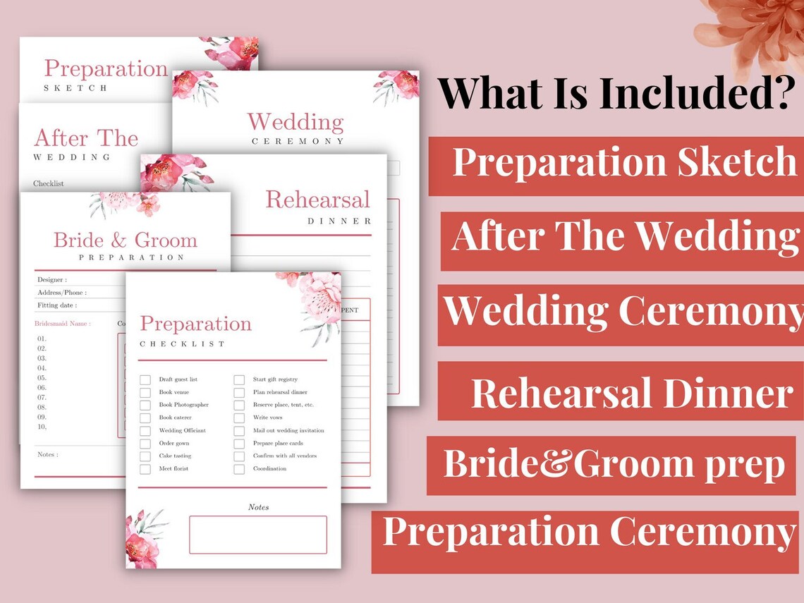 Wedding Planning Checklist, Printable Wedding Ceremony, Rehearsal ...