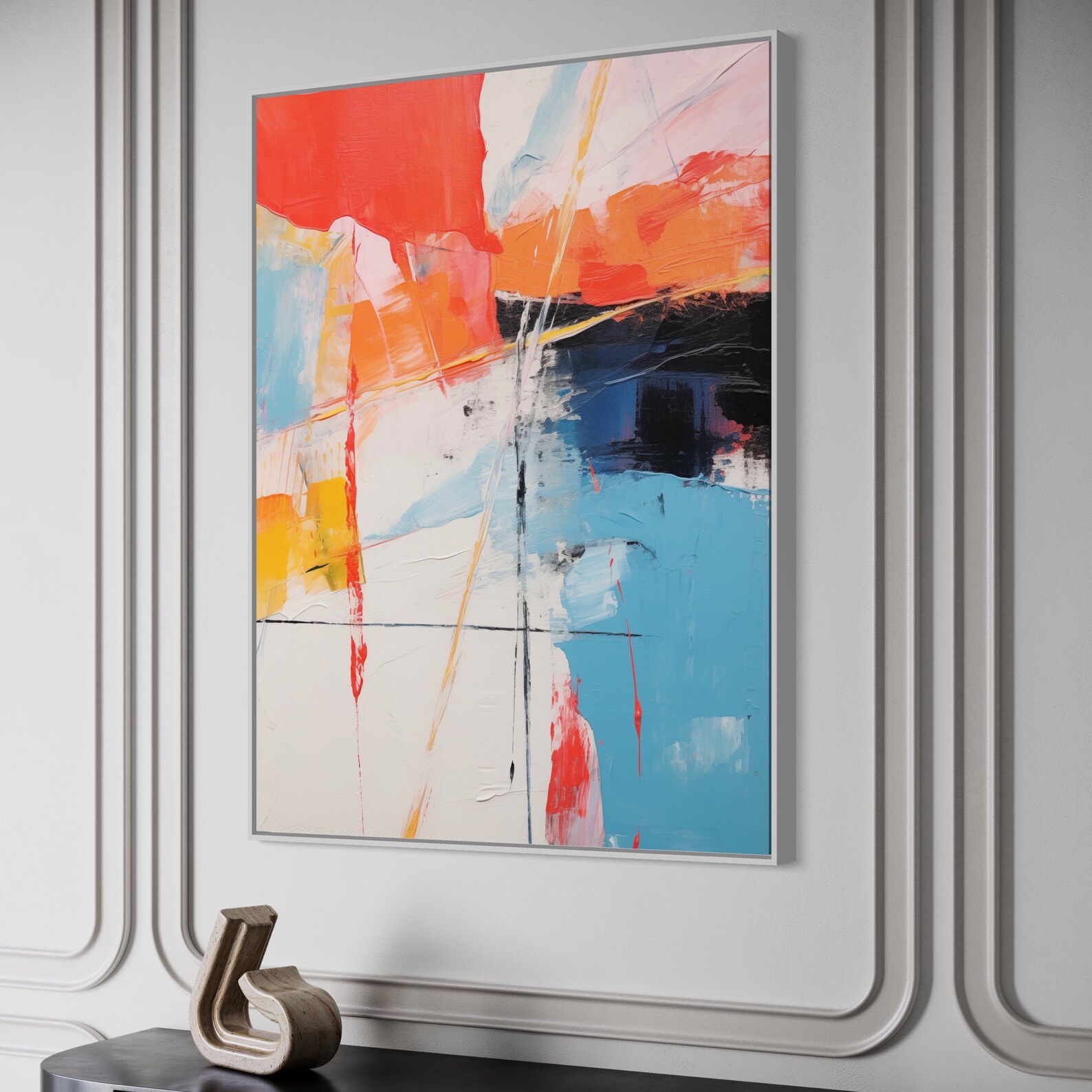 White and Blue Abstract Wall Art - Etsy