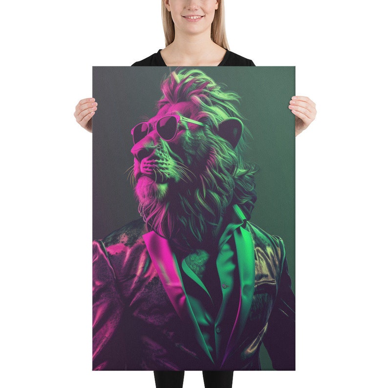 The King II - Synthwave Lion Wall Art - Etsy