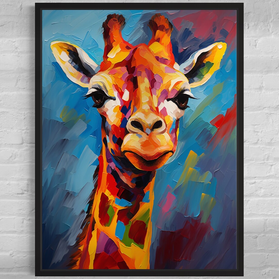 Vivid Giraffe - Giraffe Art | Giraffe Canvas Art | Abstract Art ...