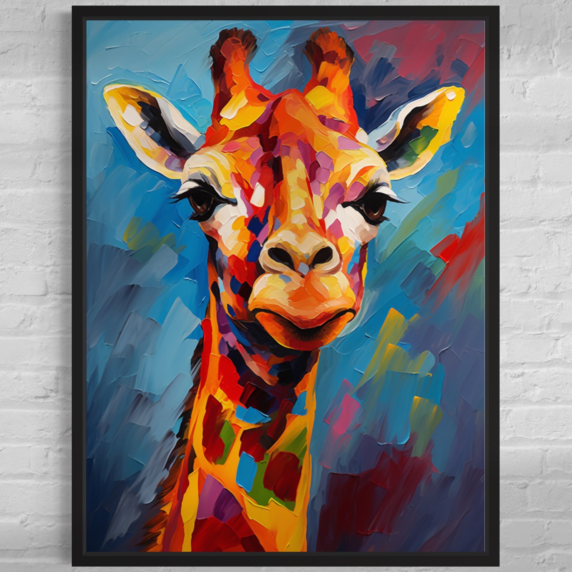 Vivid Giraffe Giraffe Art Giraffe Canvas Art Abstract Art Animal Wall ...