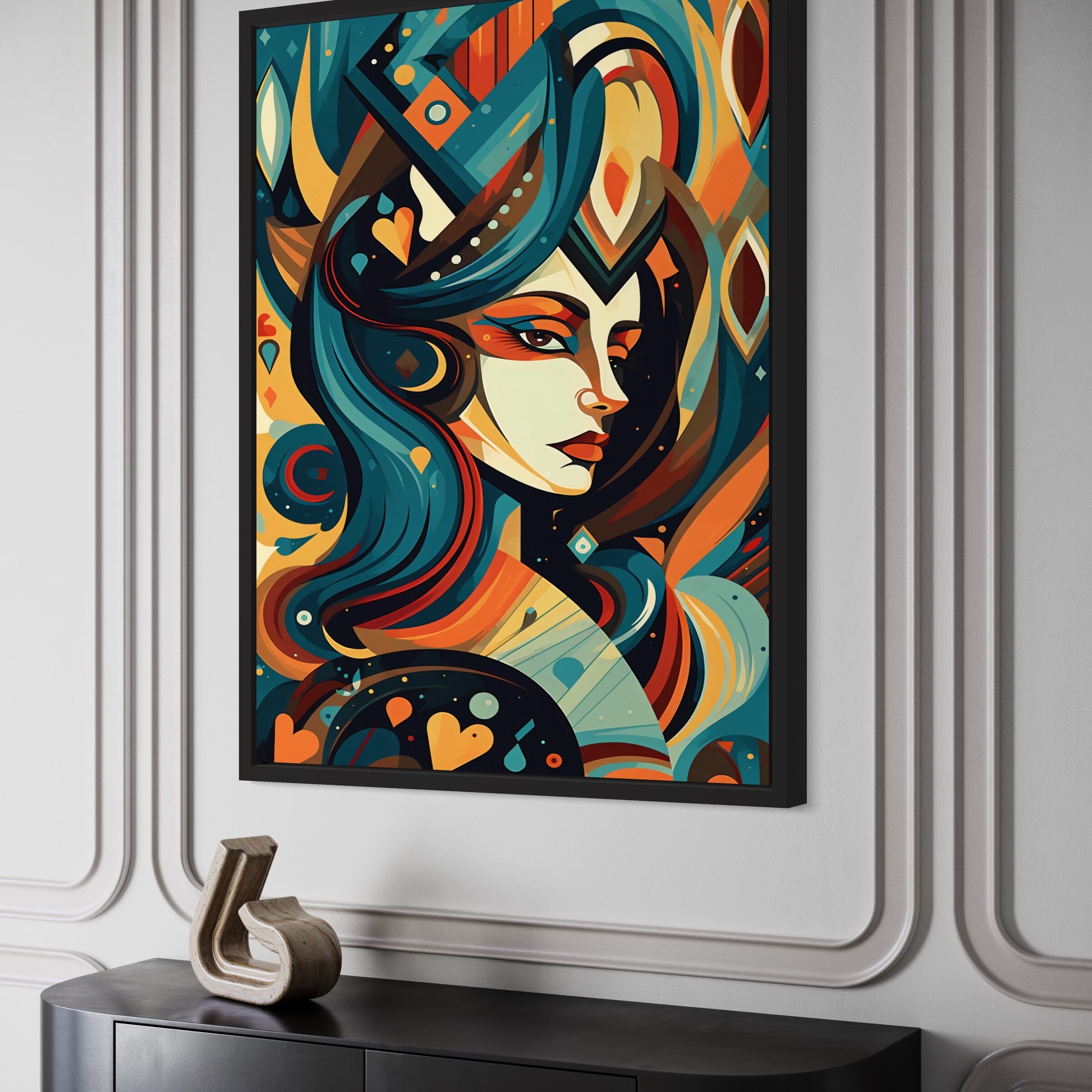 Queen of Hearts Canvas Print: Abstract Cubist Game Room Art - Etsy