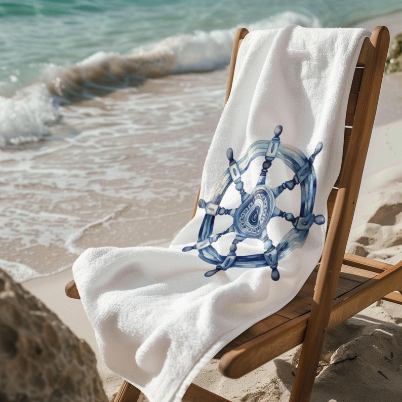 Ocean Inspired Style Helm Beach Towel for Nautical Bathroom Decor for ...