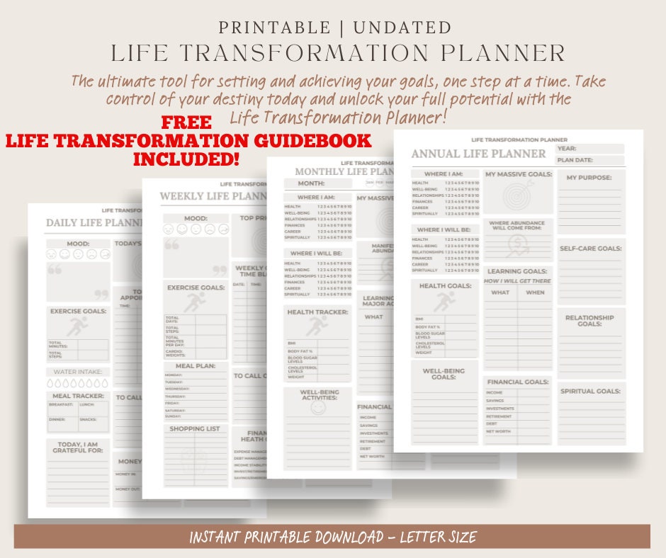 Printable Life Transformation Planner Notion Life Planner Ultimate Life ...