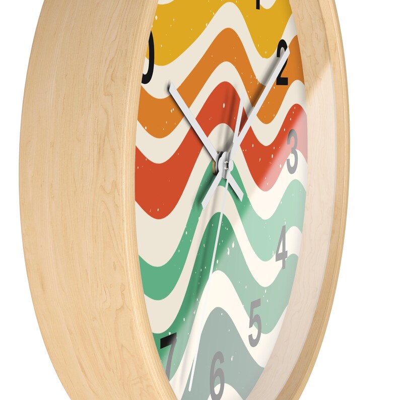 Wavey Stripes Wall Clock, Retro Wall Clock, Modern Wall Decor, Wavey ...