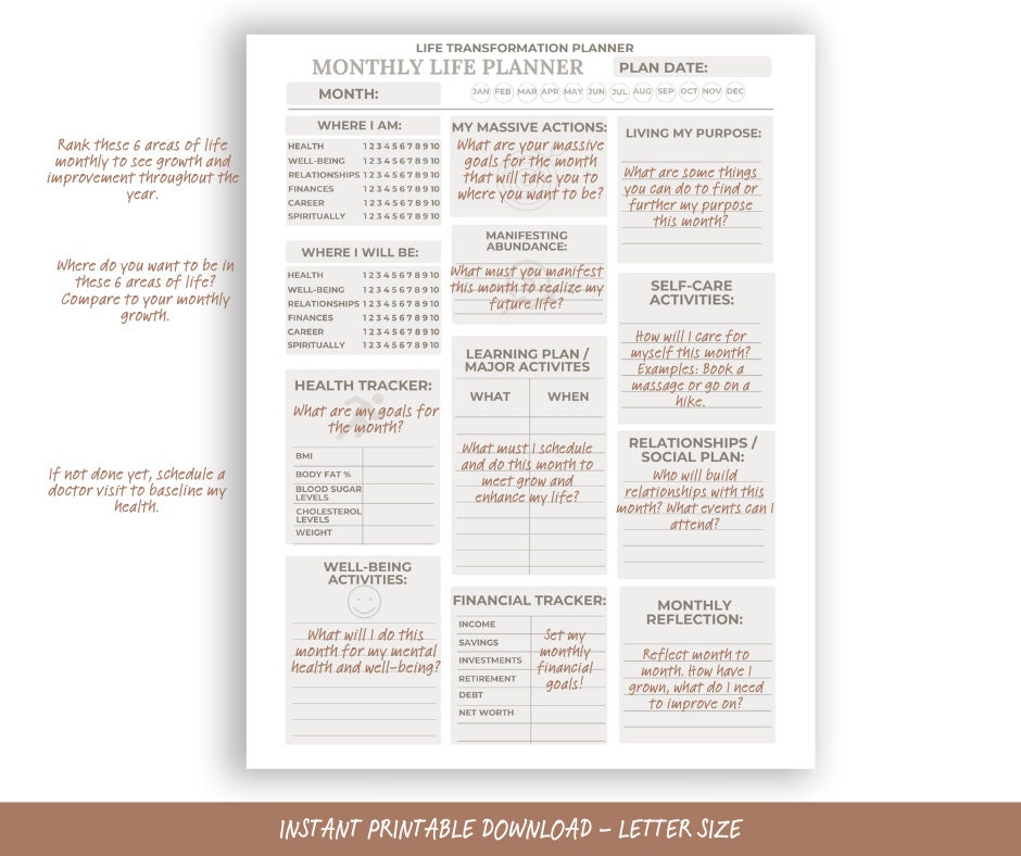 Printable Life Transformation Planner, Notion Life Planner, Ultimate ...
