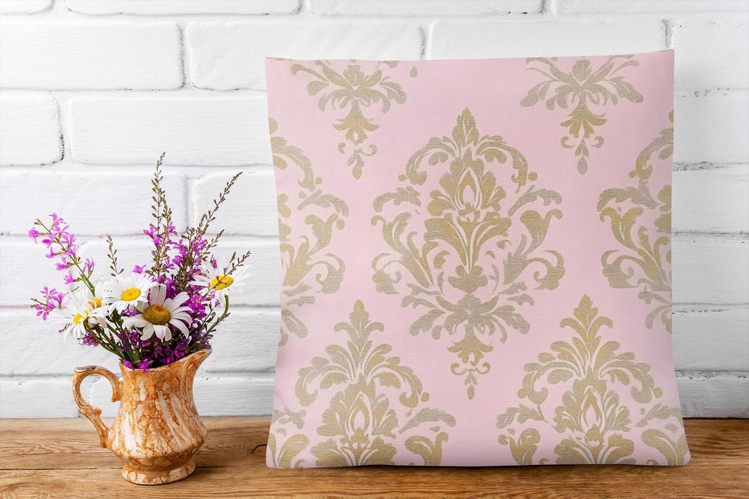 Pink Damask Pillow Decorative Pillow for Elegant Home Decor Classic Demask Design Sofa Pillow ...