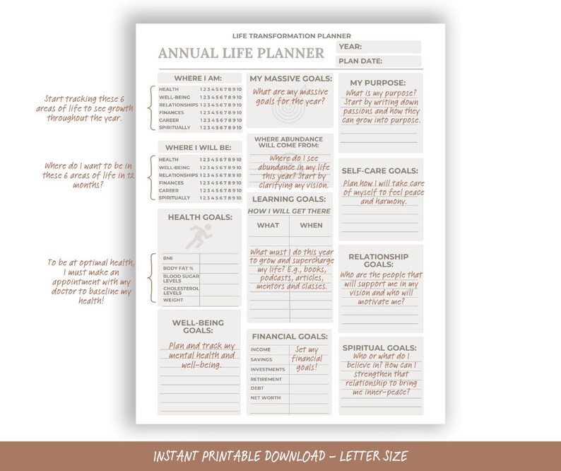 Printable Life Transformation Planner Notion Life Planner Ultimate Life ...