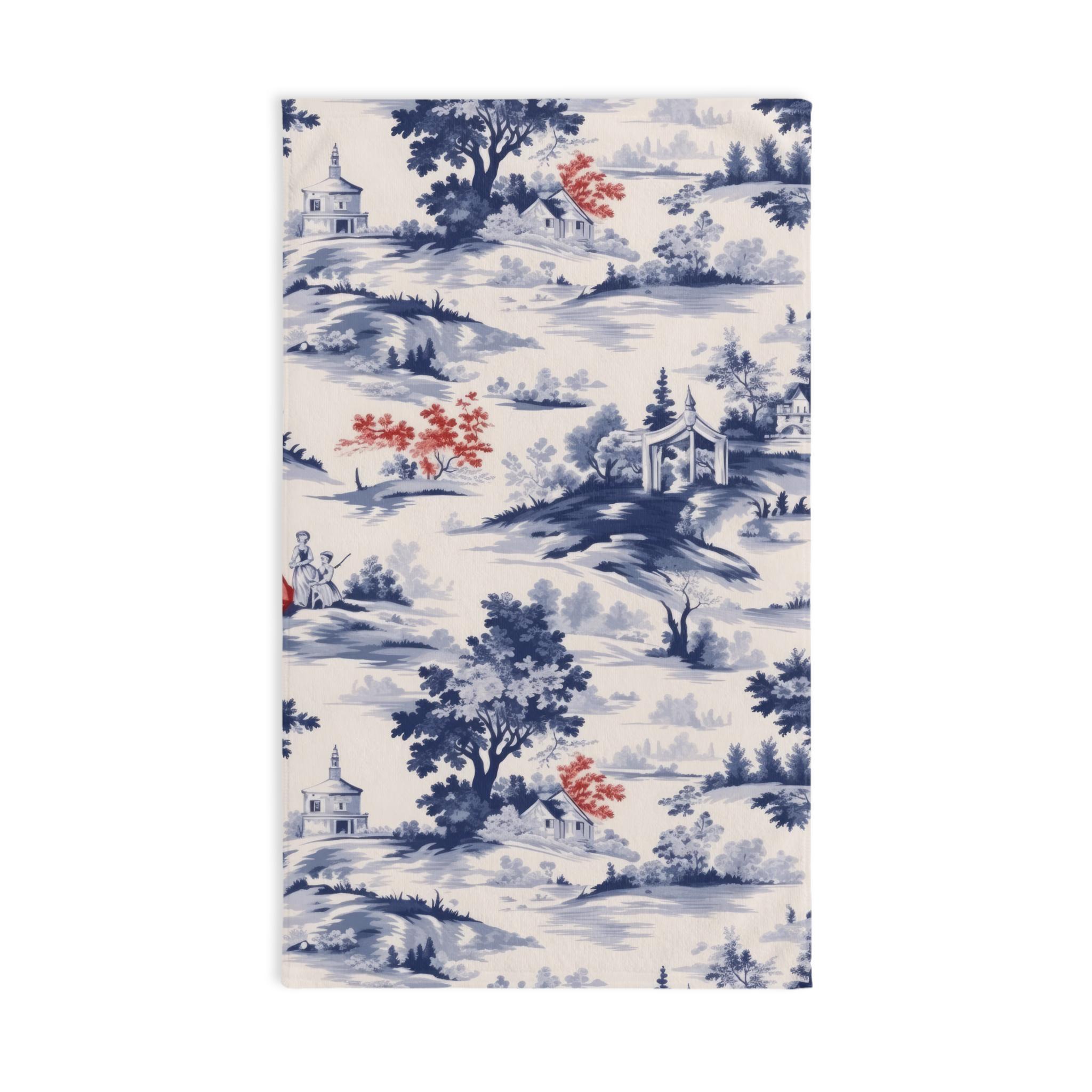 French Toile Hand Towel Blue and Red Toile Hand Towels Kitchen Hand ...