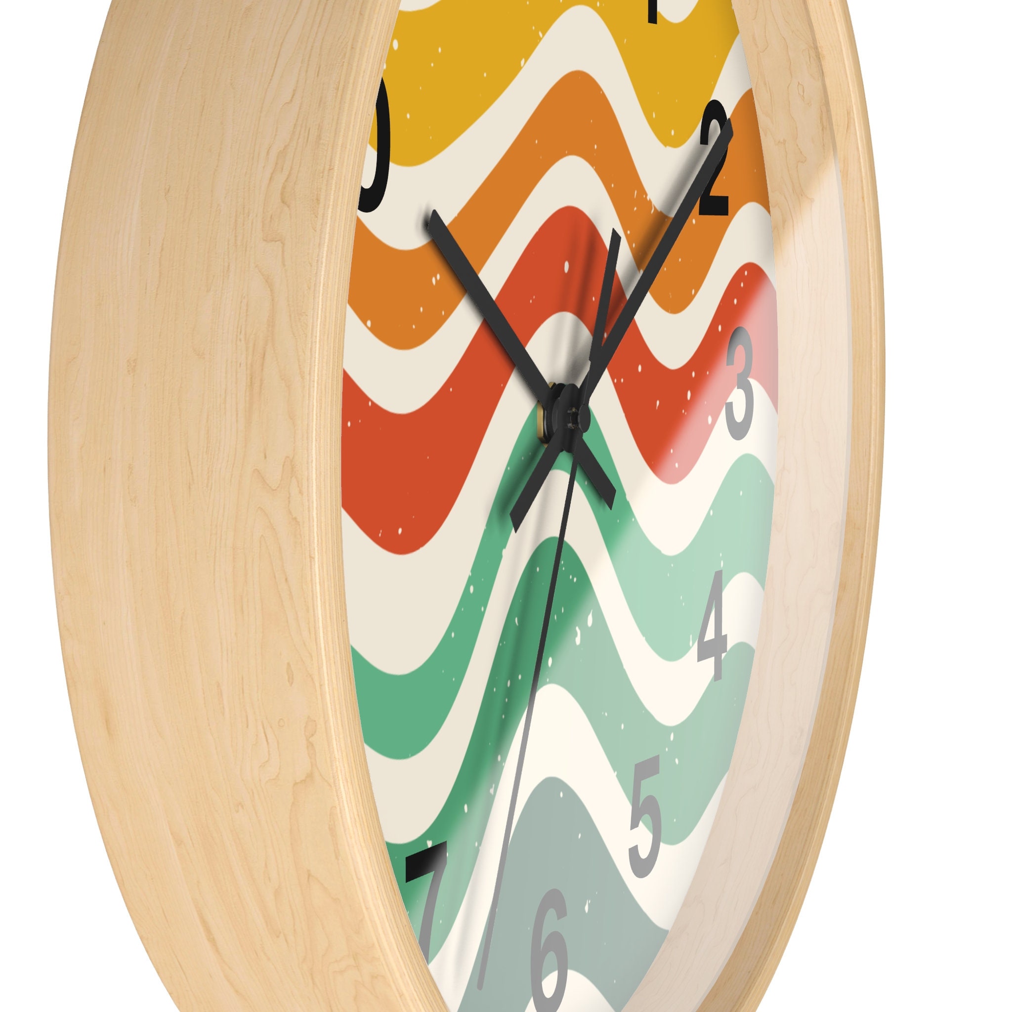 Wavey Stripes Wall Clock, Retro Wall Clock, Modern Wall Decor, Wavey ...