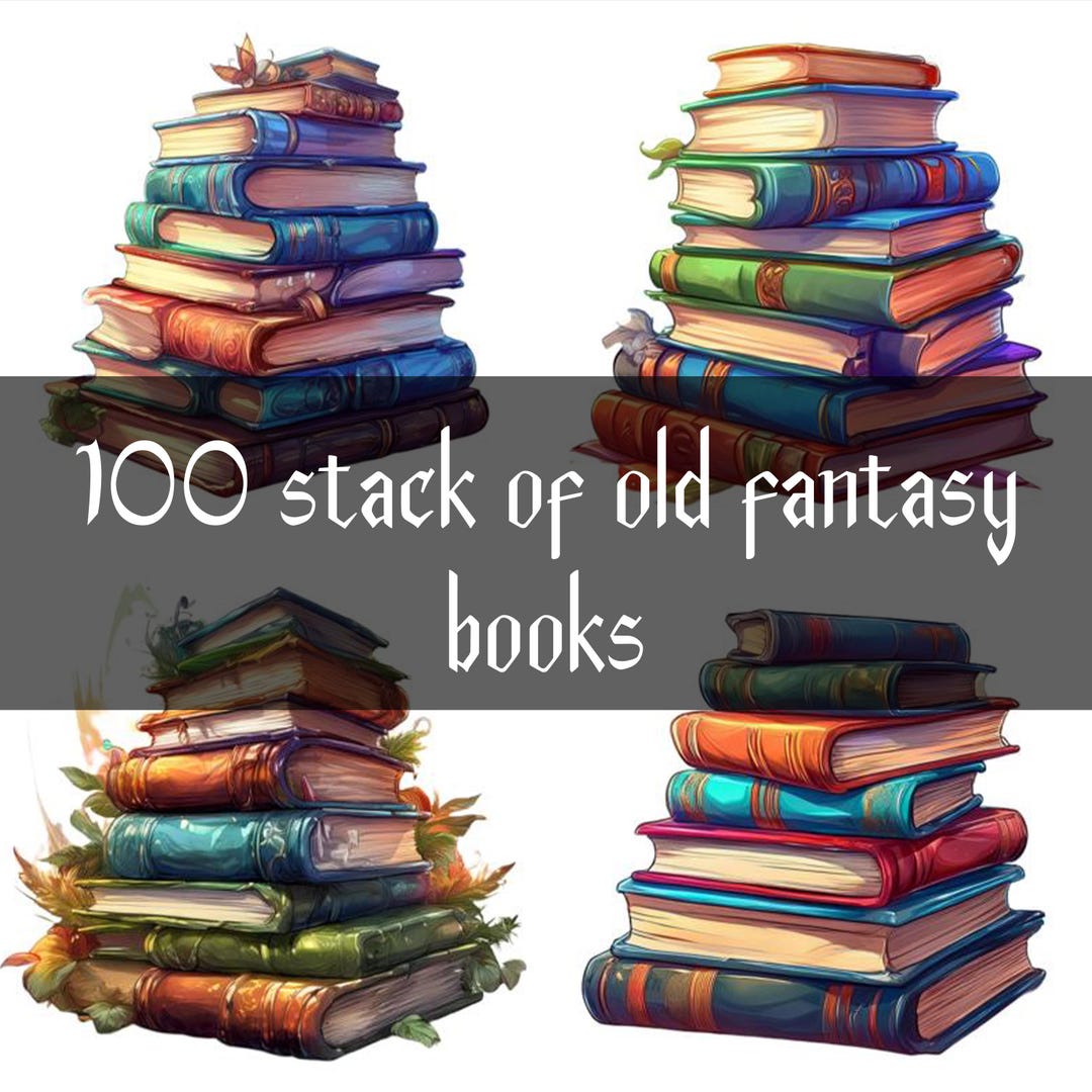Pack of 100 Stack of Old Fantasy Book Clipart Transparent PNG Perfect ...