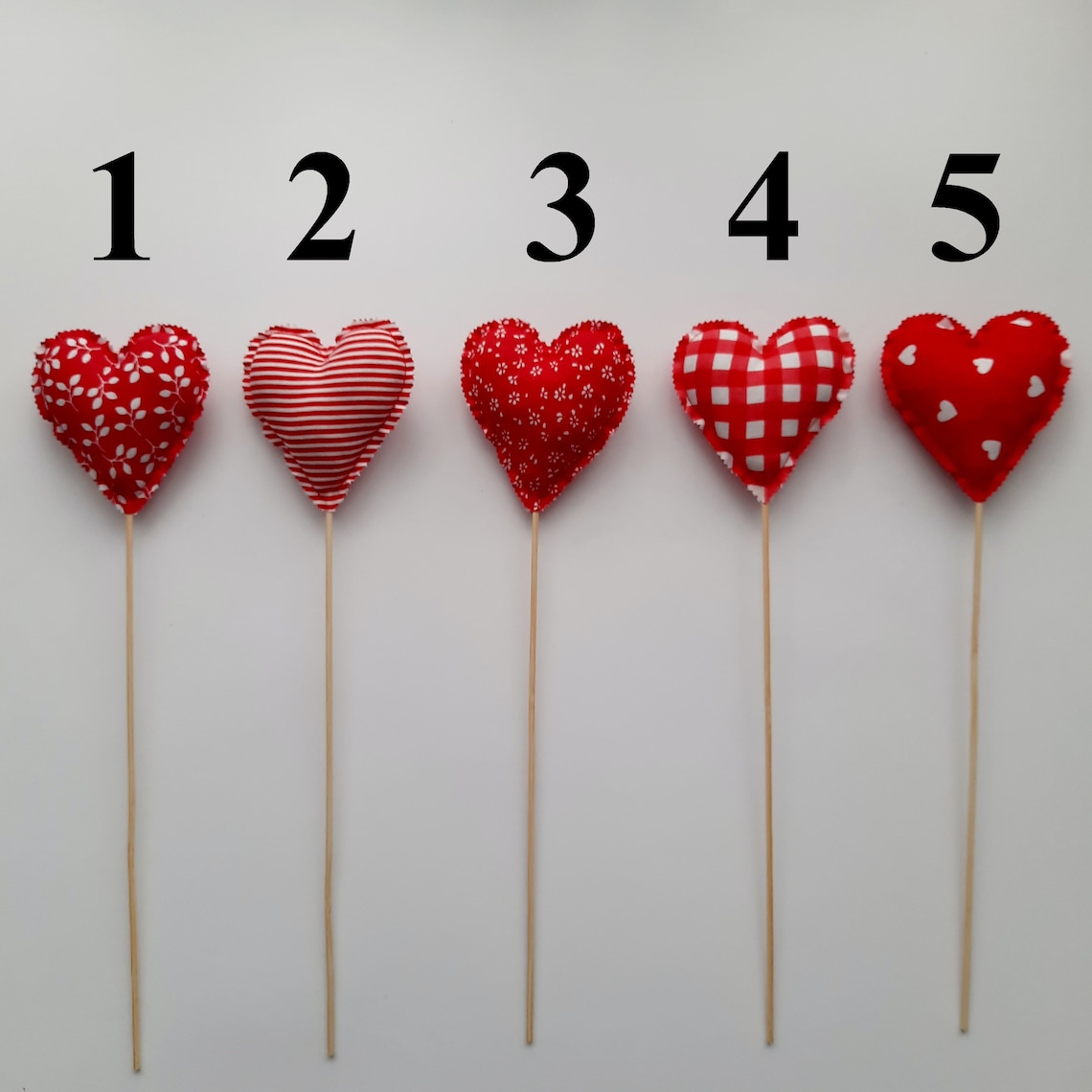 Heart on a Stick Fabric Heart Decorations Table Decor Heart Topper Red ...