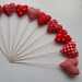 Heart on a Stick Fabric Heart Decorations Table Decor Heart Topper Red ...