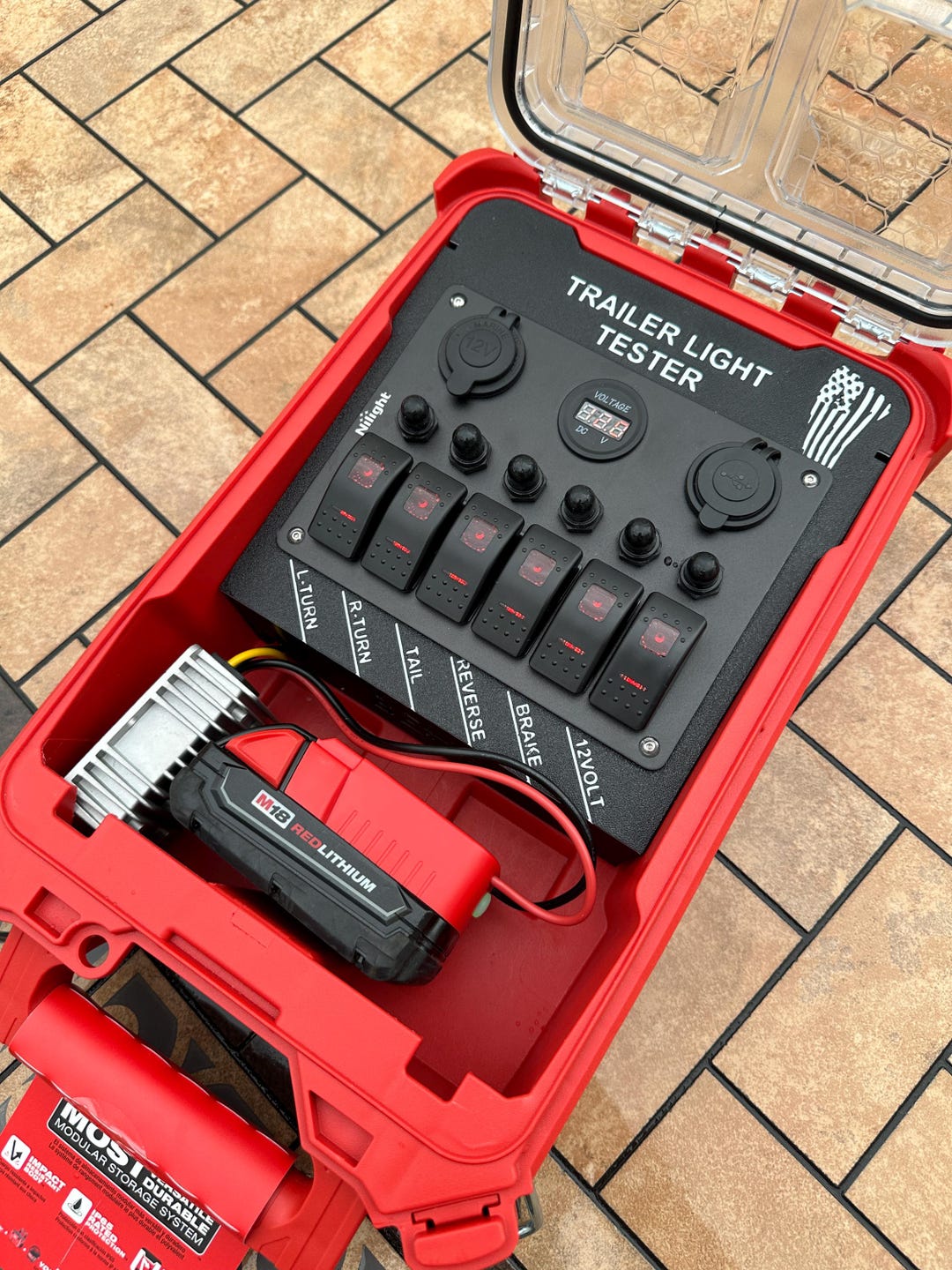 Trailer Light Tester for Milwaukee M18 Battery, 7 Pin Trailer Light ...