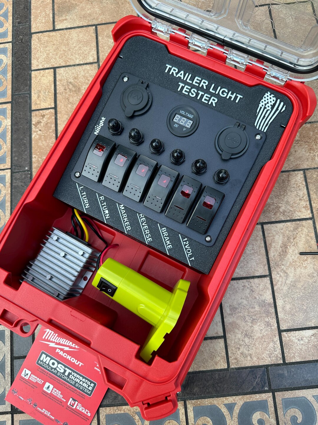 Trailer Light Tester for Ryobi 18V Battery, 7 Pin Trailer Light Tester ...