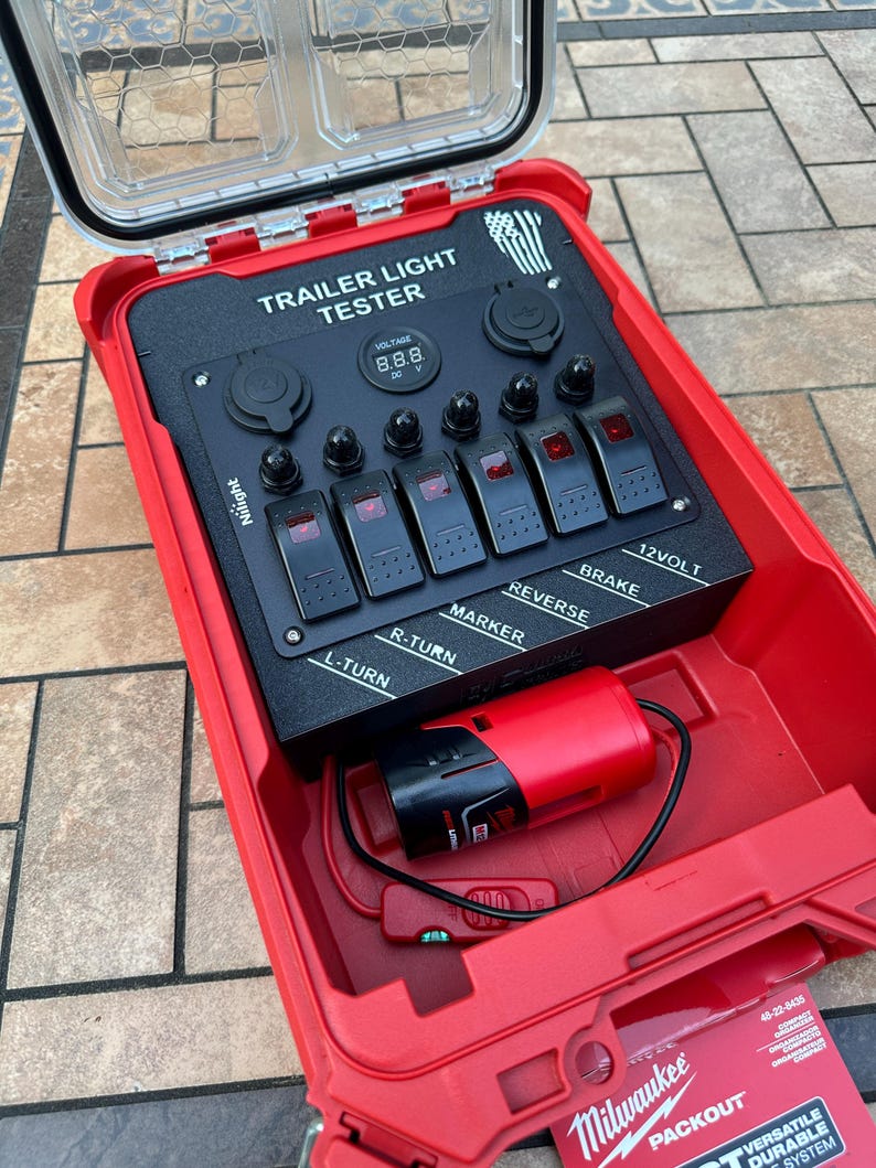Trailer Light Tester for Milwaukee M12 Battery, 7 Pin Trailer Light ...
