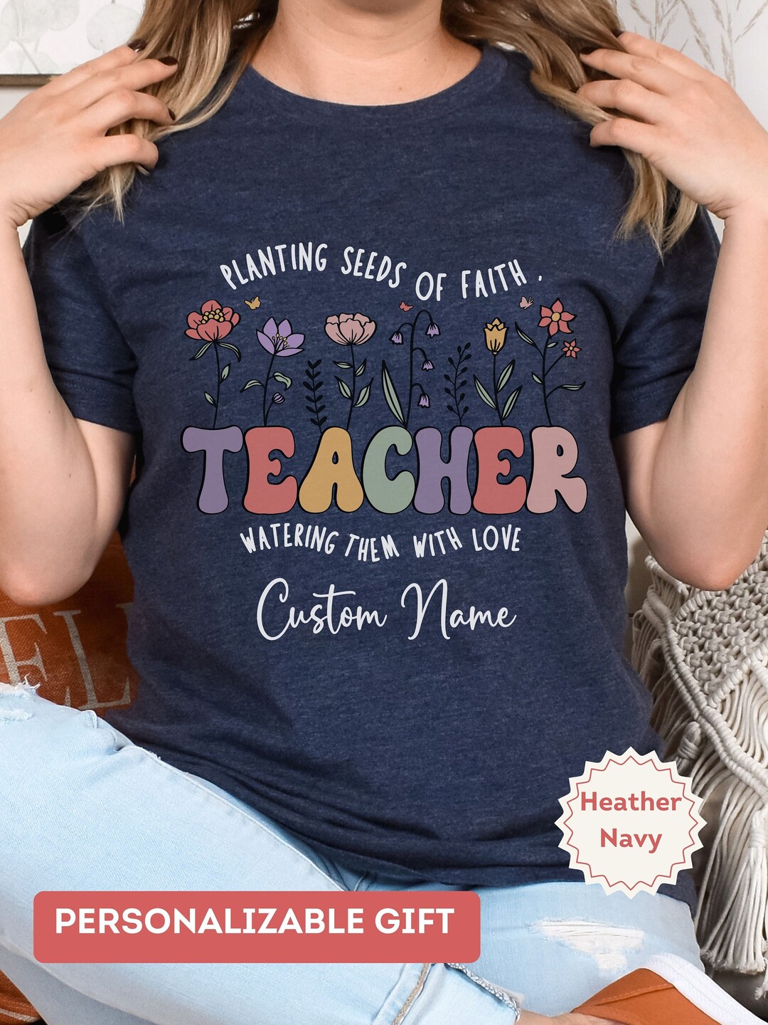 Teacher Shirts, Custom Teacher Shirt, Groovy Teacher Shirt, Wildflower ...