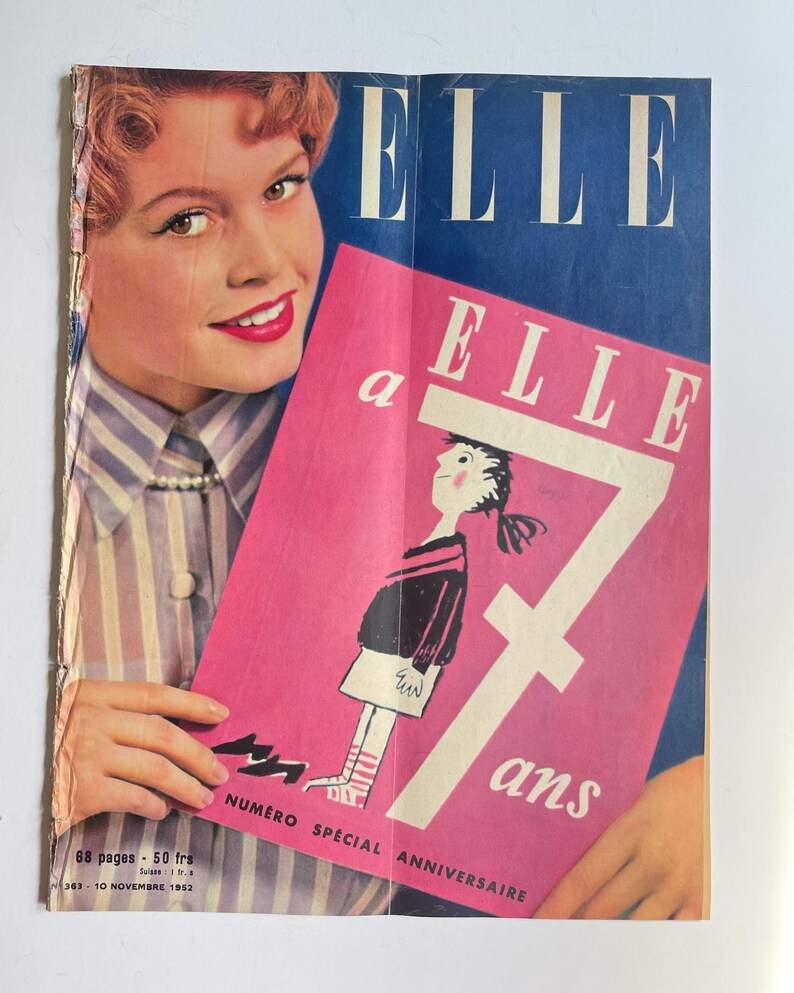 Vintage French Elle Magazine, Brigitte Bardot Cover, November 10th ...